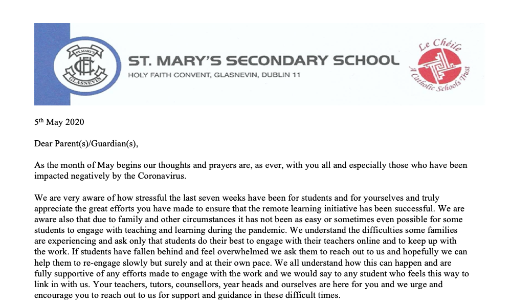 St Mary's HFC Glasnevin | Letter to Parents/Guardians Re End of Year ...